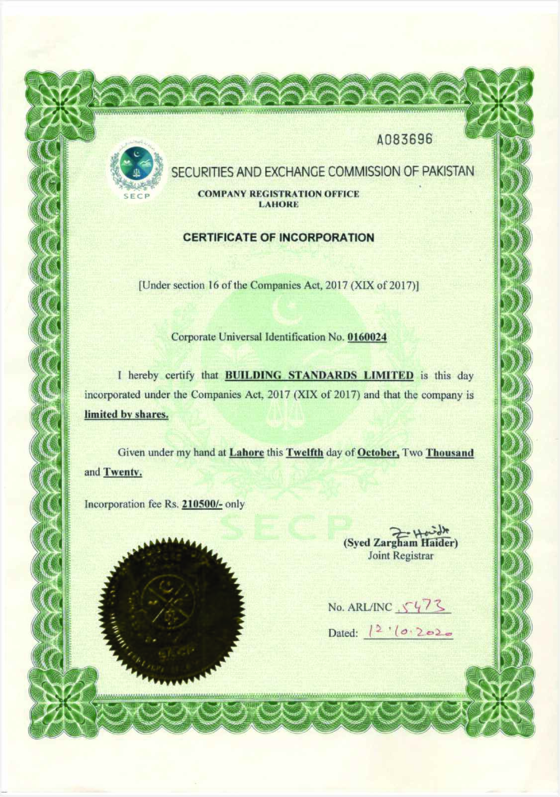CERTIFICATIONS | Building Standards Limited